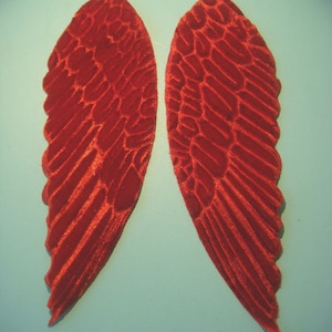 RED VELVET Wlngs (1 Set) Millinery Pressed Pieces Large Wings Embossed ...