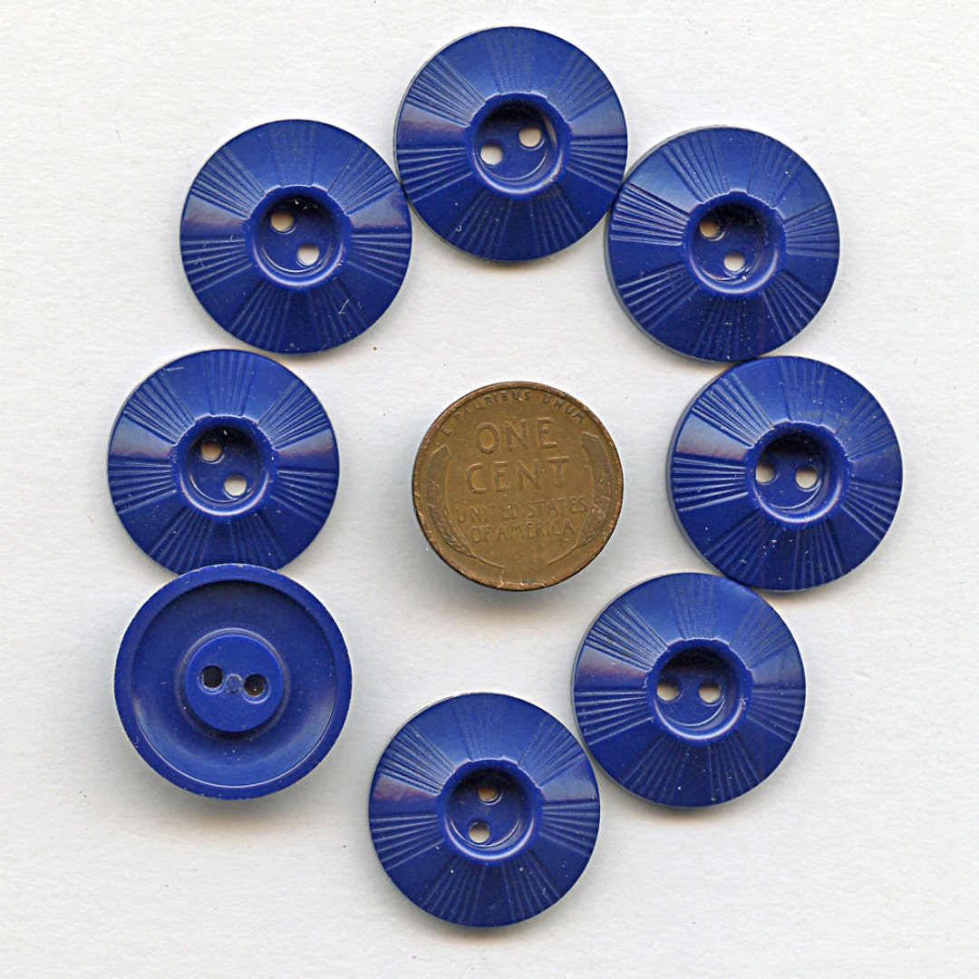 BLUE 1940s Plastic Dress Buttons Matching Set of (10)inch Size Cobalt ...