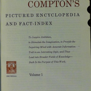 1960 - Compton's Pictured Encyclopedia and Fact-index Volume 1 - Etsy