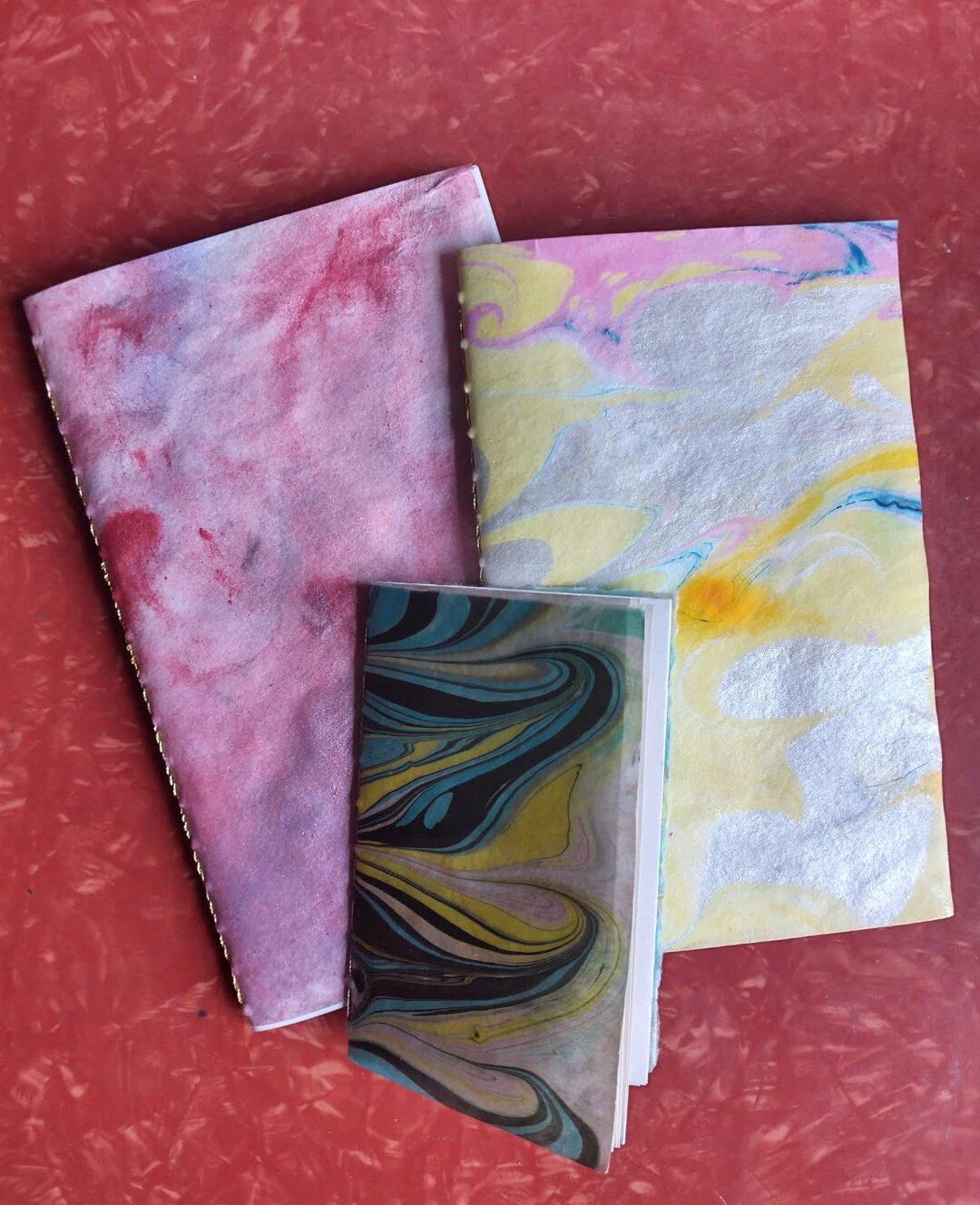 Marbled Books Set · Pack of 3 ·handmade · Blank Books · Hand Sewn ...