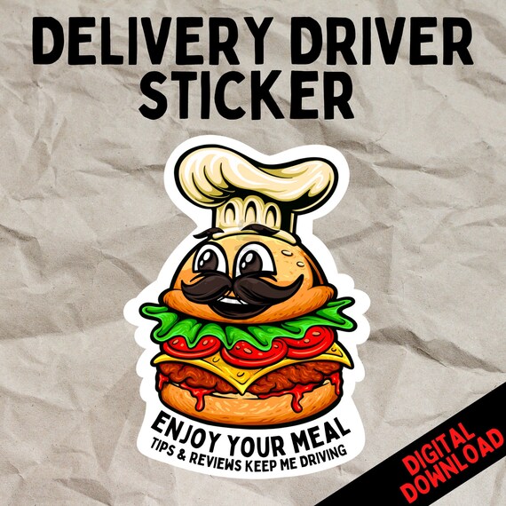 Cute Food Delivery Stickers Increase Your Tips MUSTACHED - Etsy
