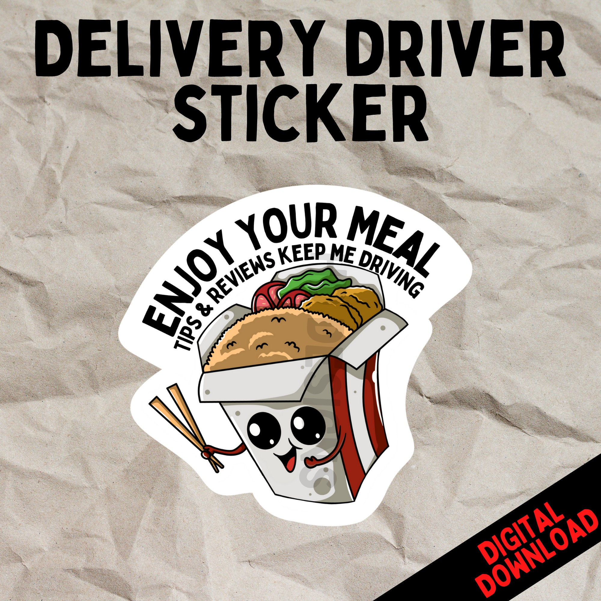 Cute Food Delivery Stickers - Increase Your Tips! CHINESE TAKEOUT - Etsy
