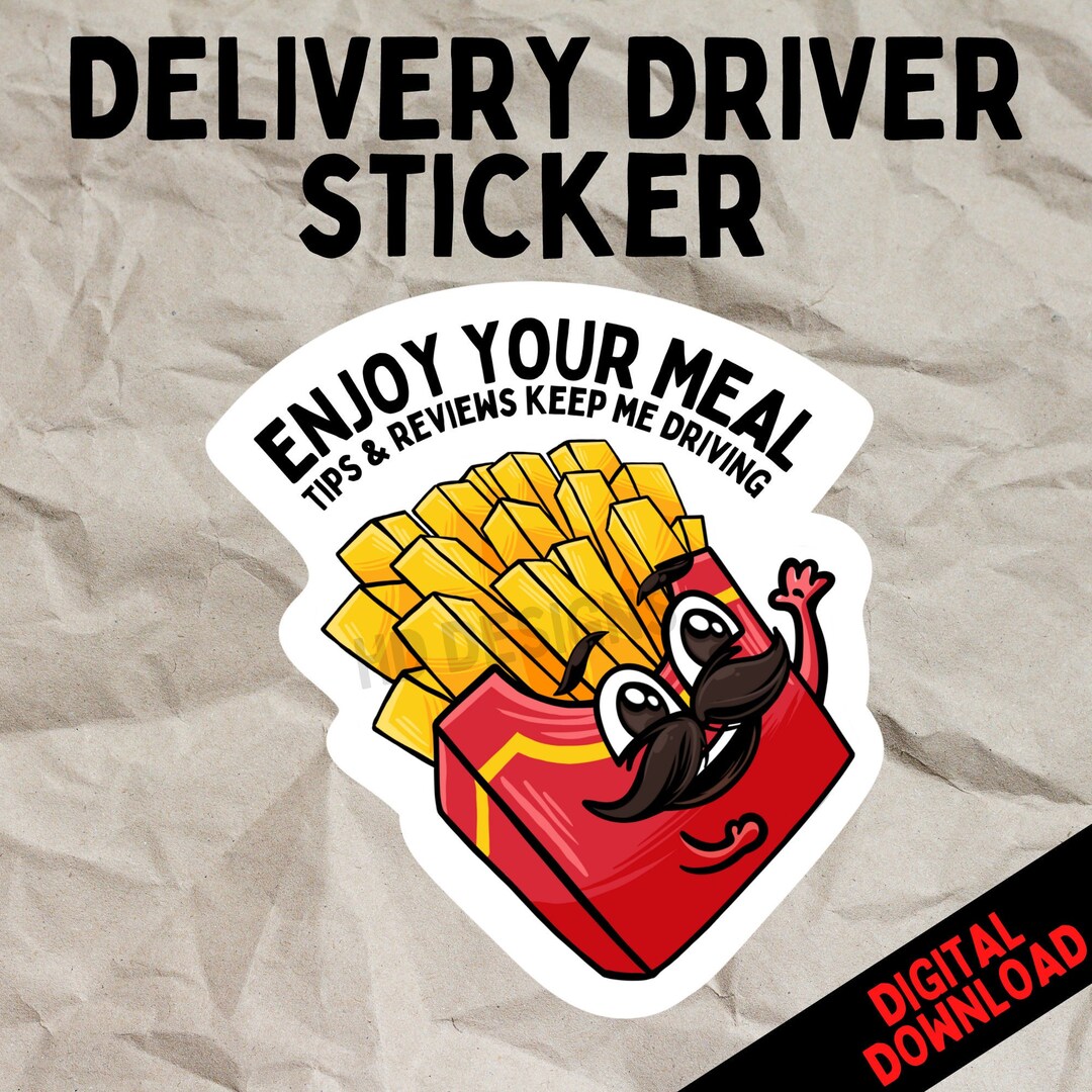 Cute Food Delivery Stickers Increase Your Tips MUSTACHED FRENCH FRIES ...