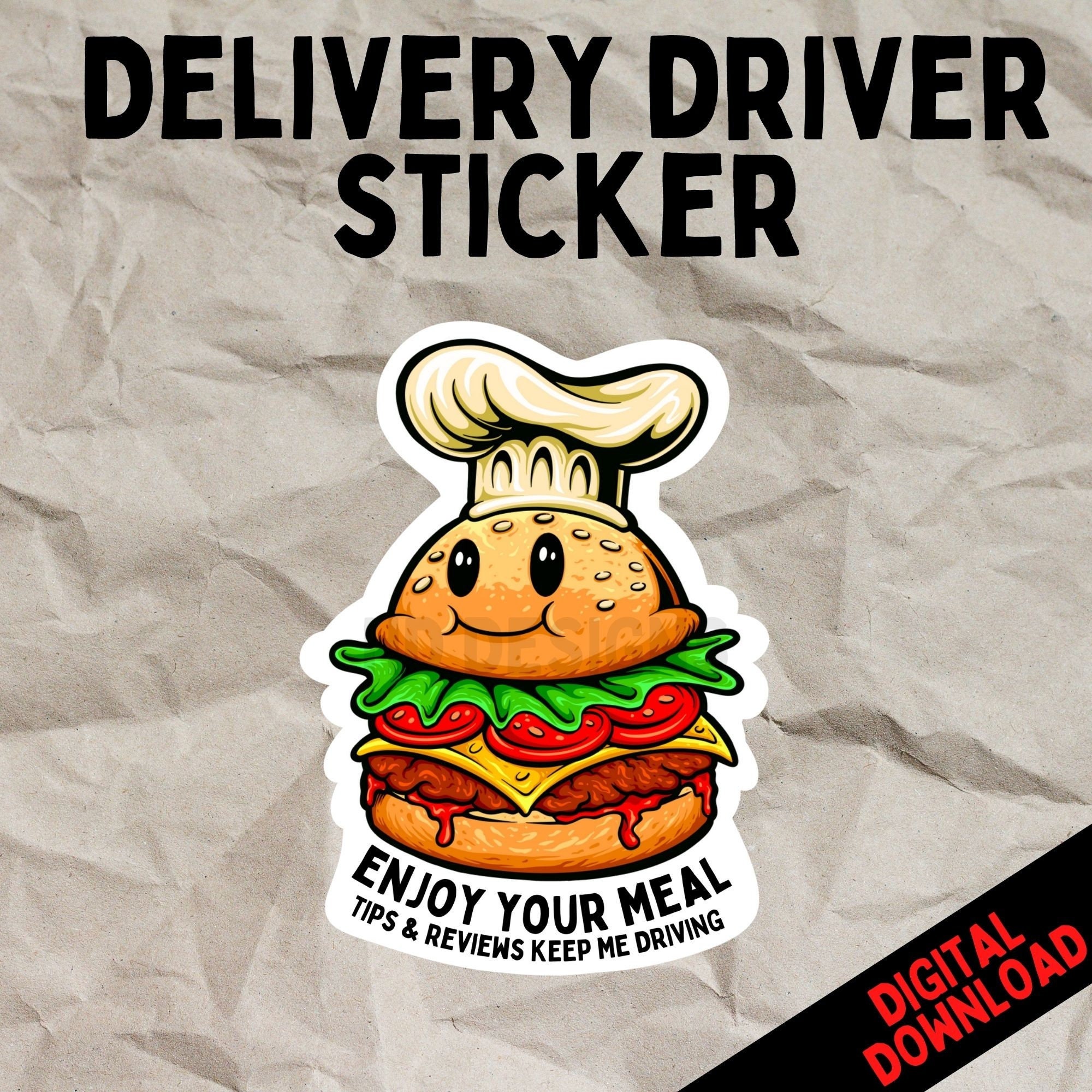 Cute Food Delivery Stickers Increase Your Tips HAMBURGER - Etsy
