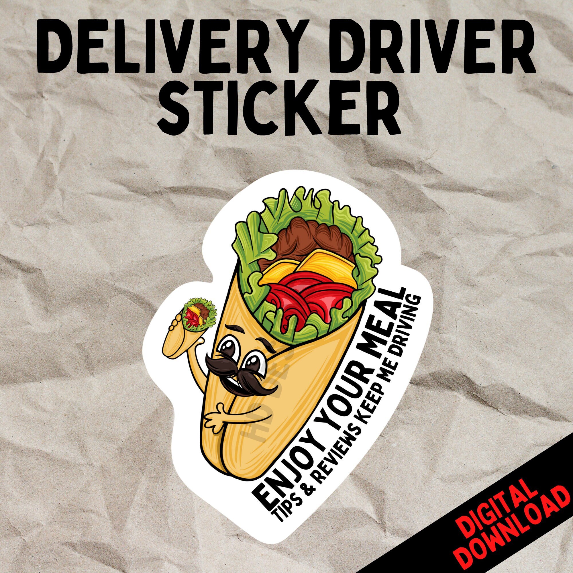 Cute Food Delivery Stickers Increase Your Tips BURRITO - Etsy