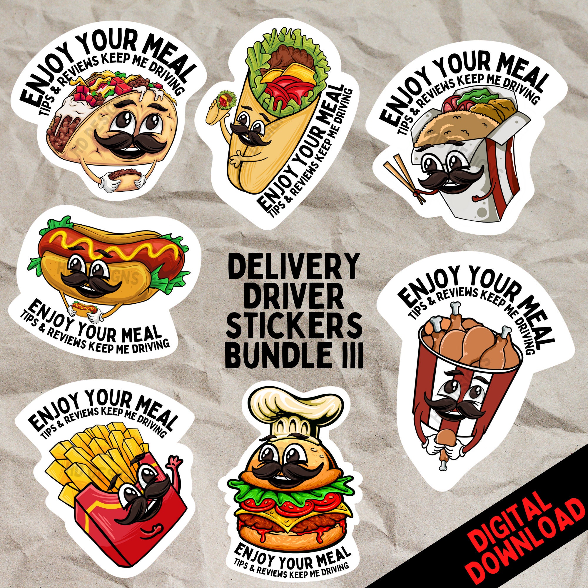 Cute Food Delivery Stickers Increase Your Tips BUNDLE OF 7 - Etsy