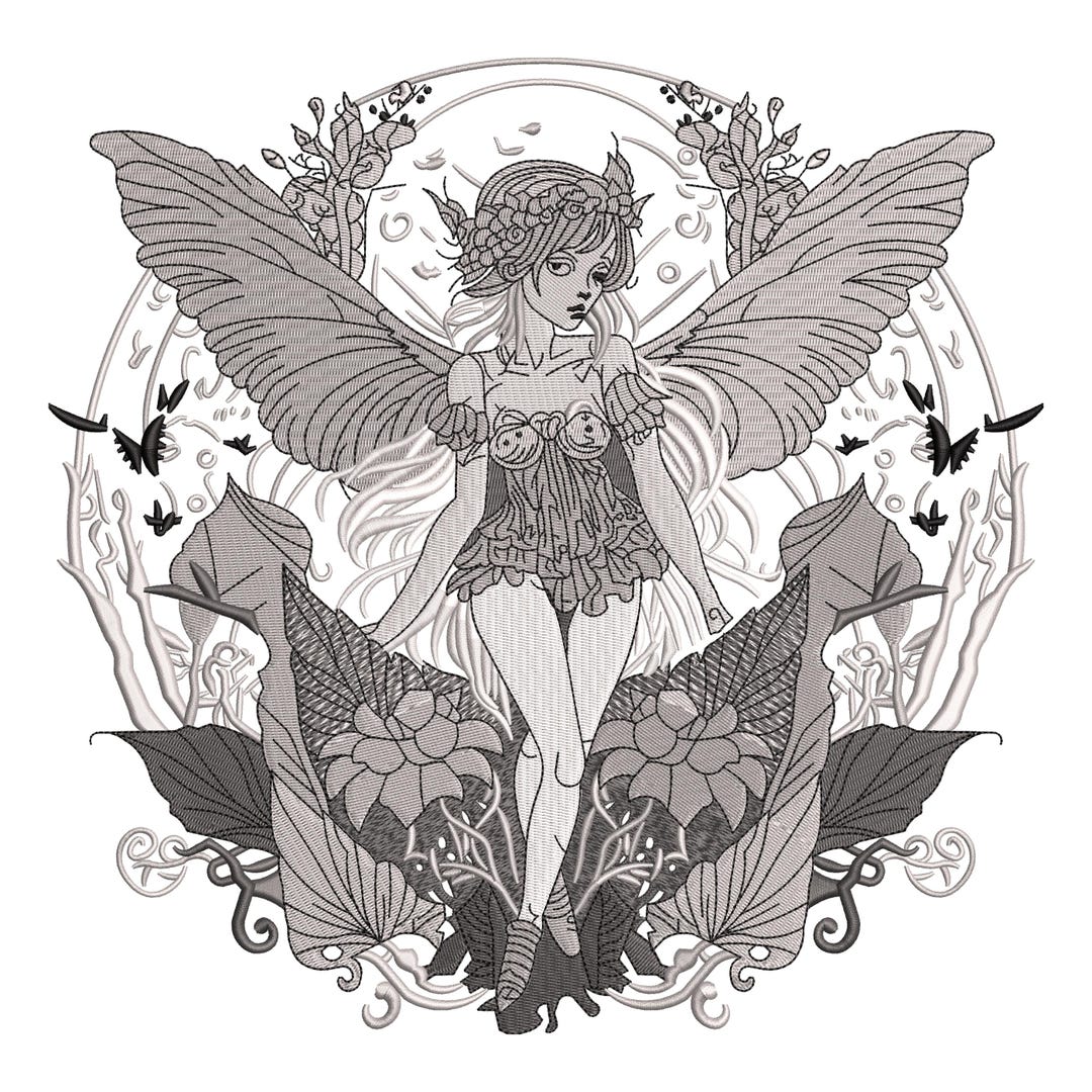 Fantasy Fairy Machine Embroidery Design, Enchanted Wings Pattern ...