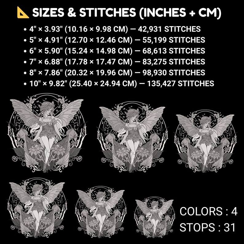 Fantasy Fairy Machine Embroidery Design, Enchanted Wings Pattern ...