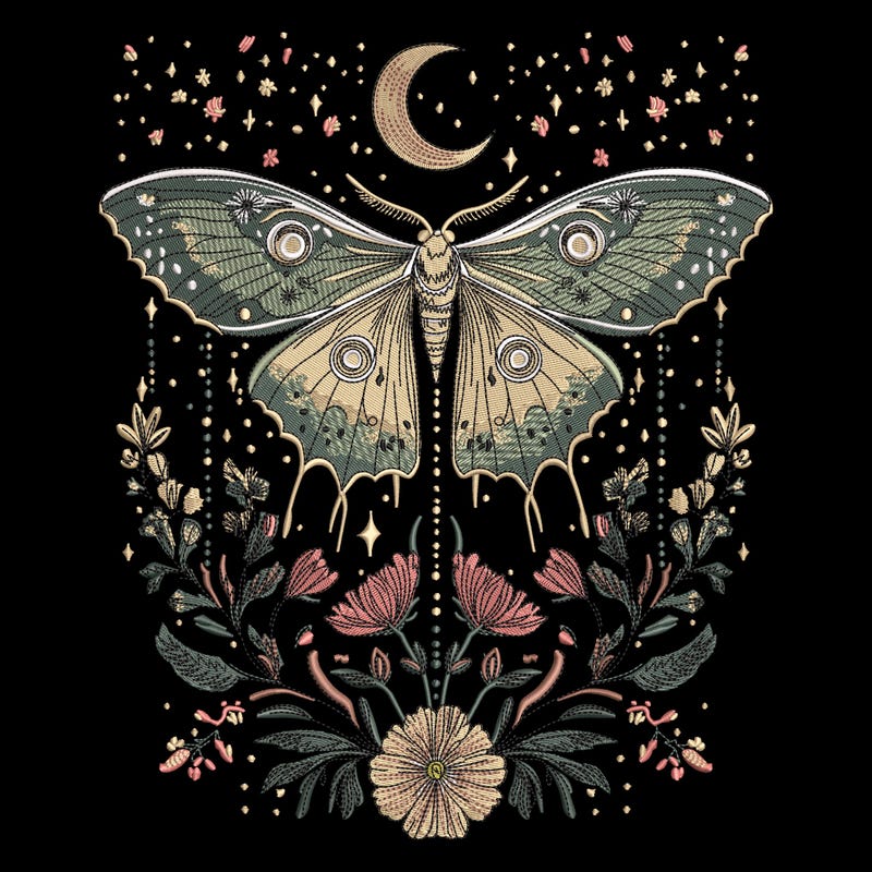 Luna Moth and Moon Print - Etsy