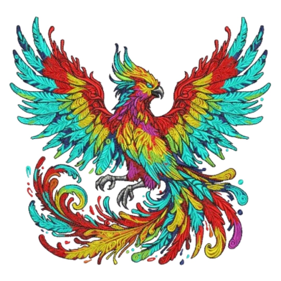 Colorful Phoenix Embroidery Design, Phoenix Embroidery Machine File ...