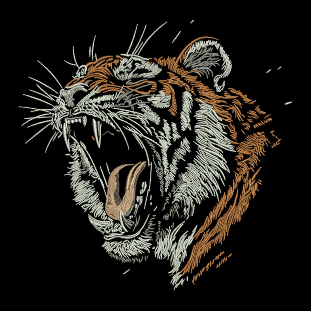 Tiger Head Embroidery Design, Wild Animal Machine Embroidery File ...