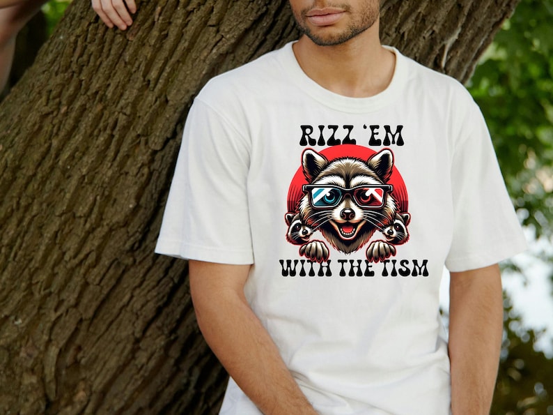 Rizz Em With the Tism Tee inspired Raccoon Graphic Autism Awareness ...