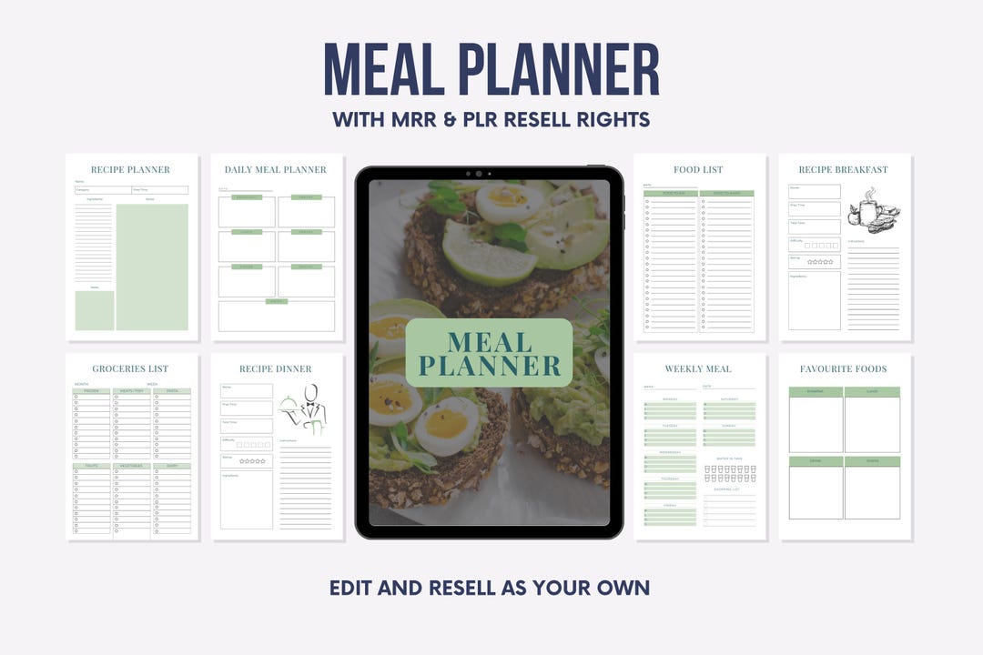 PLR Meal Planner | Meal Planner | Printable Meal Planning | Grocery ...