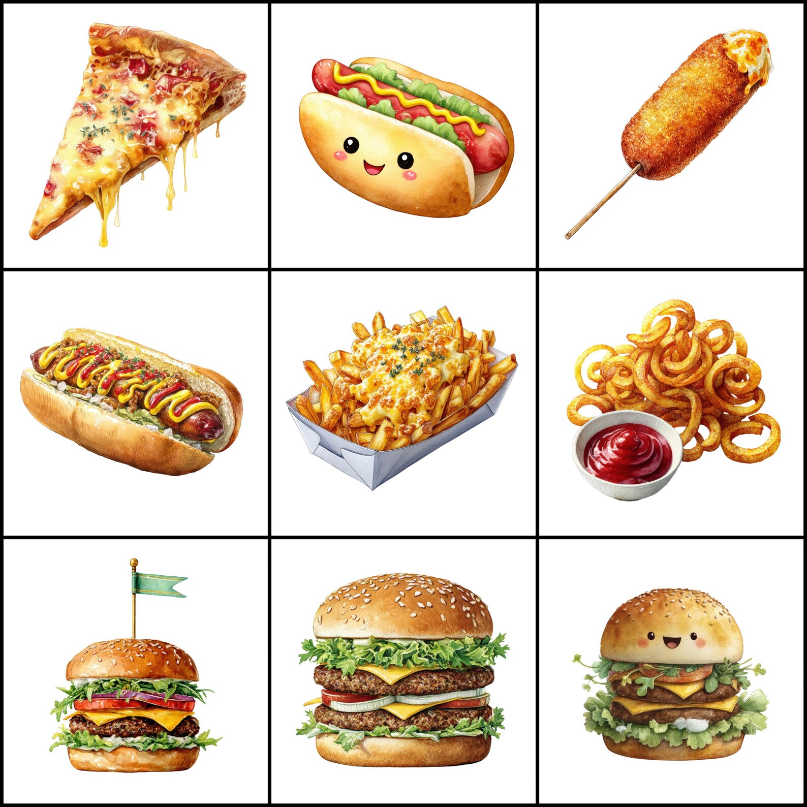40 PNG Watercolor Fast Food Clipart | High-resolution 4096x4096px ...