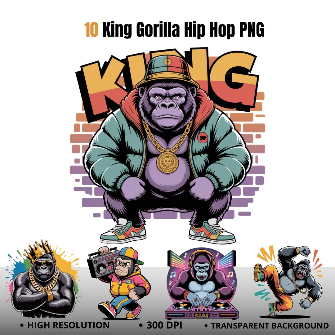 King Gorilla Hip Hop PNG Clipart - Street Style Rapper Gorilla ...