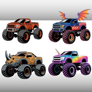 20 PNG Monster Trucks, Fun Kids Clipart, Monster Truck PNG Bundle - Etsy