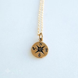 North Left Golden Compass Pendant. 14K Goldfill Dainty - Etsy