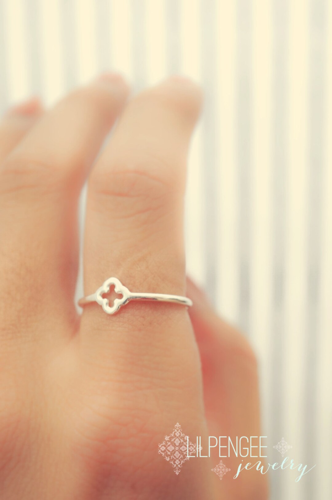 SALE. Clove Ring - Slim Sterling Silver Quatrefoil Ring. Clover Ring ...