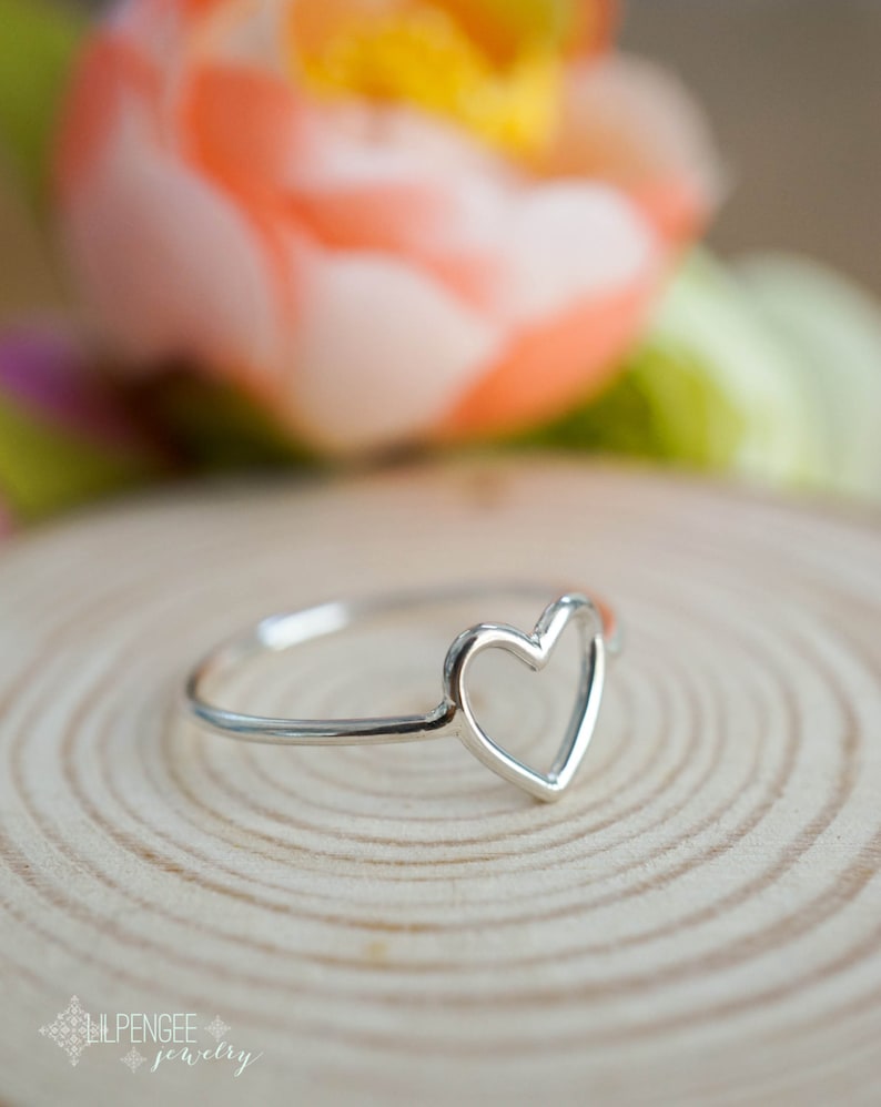 Sterling Silver Heart Ring. Wire Heart Shape Ring. Dainty - Etsy
