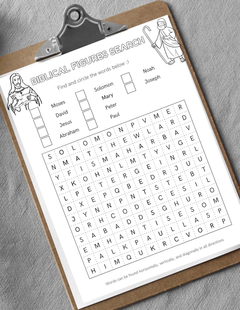 Printable Biblical Figures Word Search Fun and Educational Activity for ...