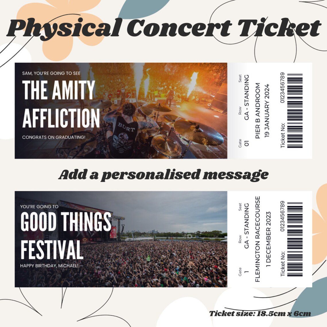 Physical Ticket Custom Personalized Laminated Concert Event Ticket ...