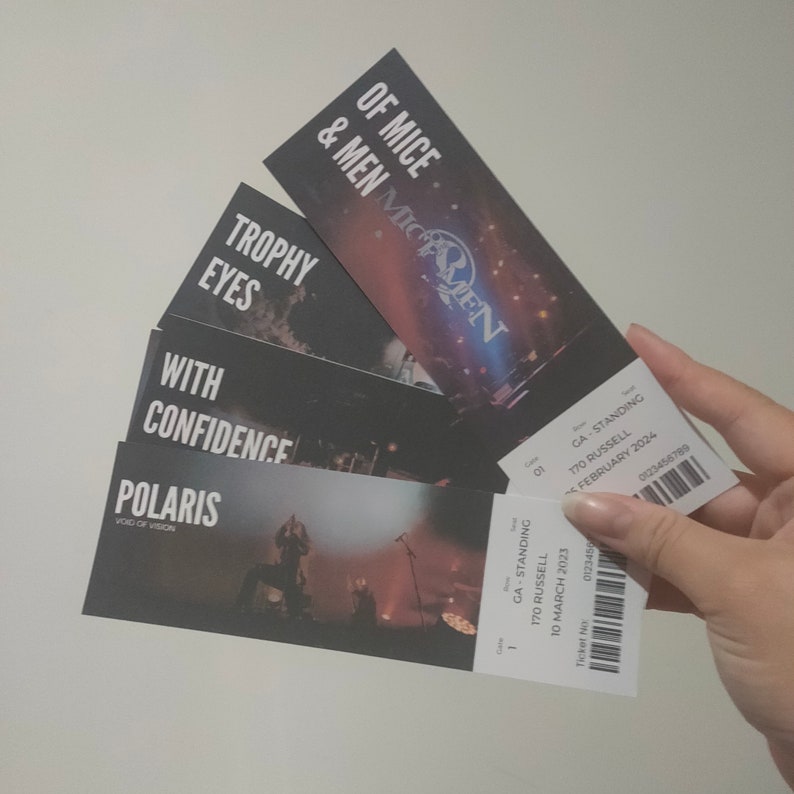 Physical Ticket Custom Personalized Laminated Concert Event Ticket ...