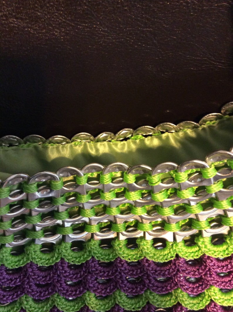 Lime Green and Plum Pull Tab Crochet Purse - Etsy