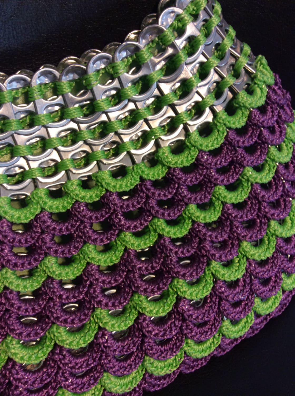 Lime Green and Plum Pull Tab Crochet Purse - Etsy