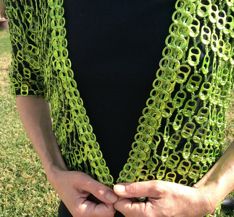 Lime Green Pull Tab Crochet Jacket - Etsy