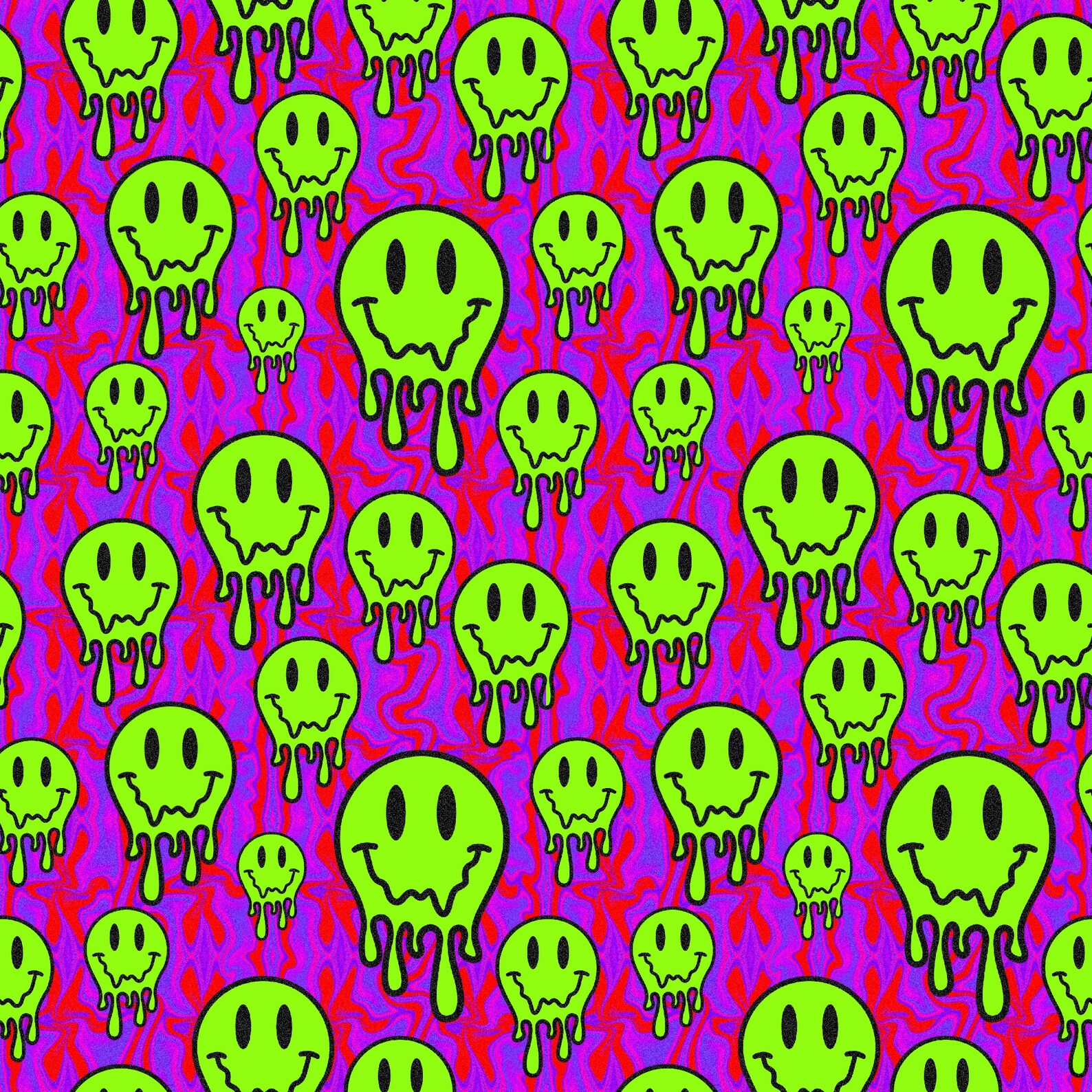 Trippy Drippy Neon Yellow Smiley Face Psychedelic Digital Download ...