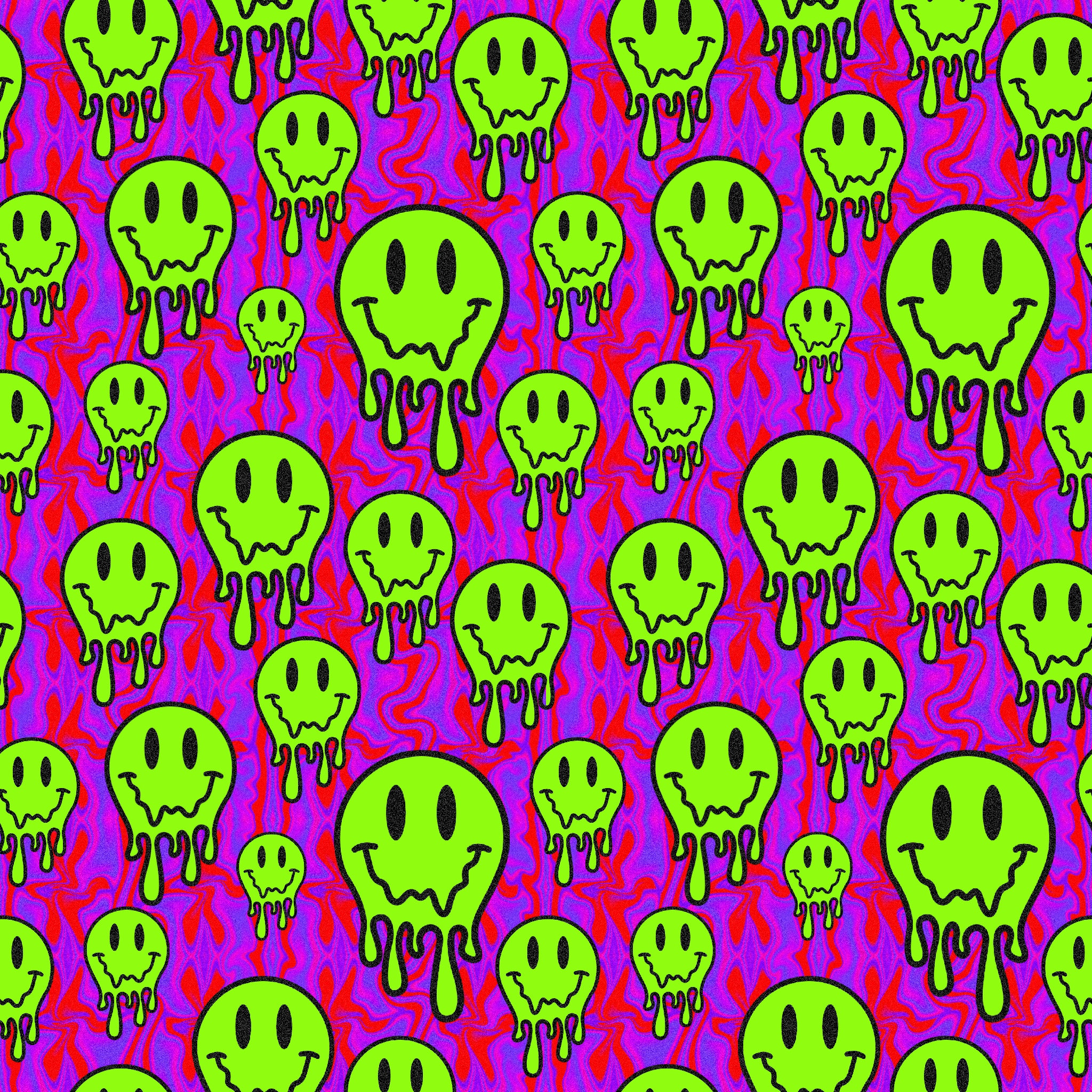 Trippy Drippy Neon Yellow Smiley Face Psychedelic Digital Download ...