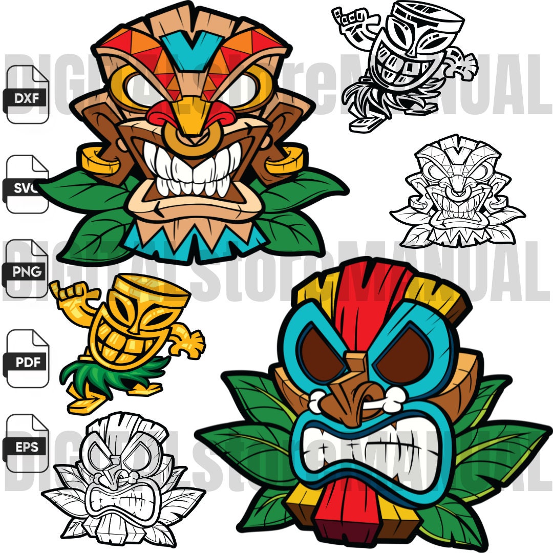 Manually Vectorized Tiki, Png, Pdf, Eps, Dxf, Eps, Svg, Cricut, Vector ...