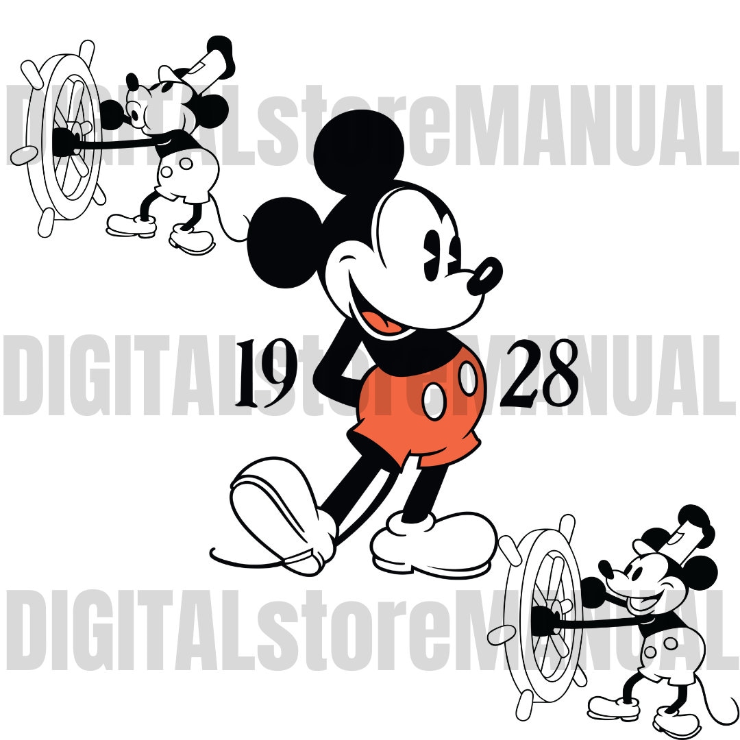 Mickey Steamboat Willie 1928 in Vector Formats, Png, Pdf, Eps, Svg, Dxf ...
