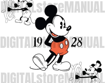 Mickey Mouse 1928 First Film Steam Boat Willie Vector, Pdf, Png, Svg ...