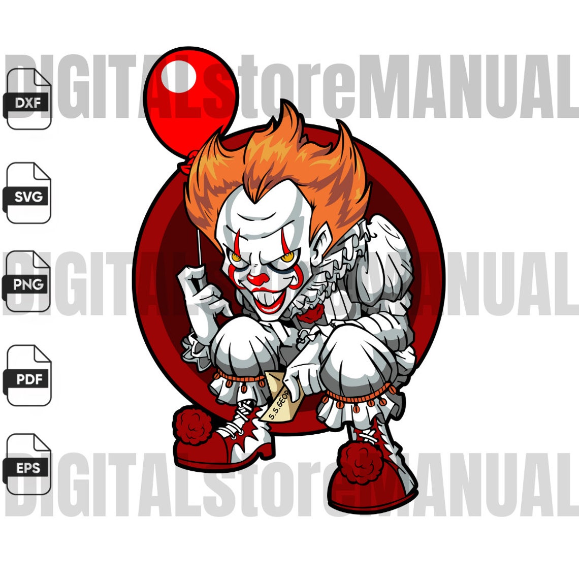 Pennywise Vectorized, Eps, Dxf, Svg, Pdf, Png, Vector, Cricut - Etsy
