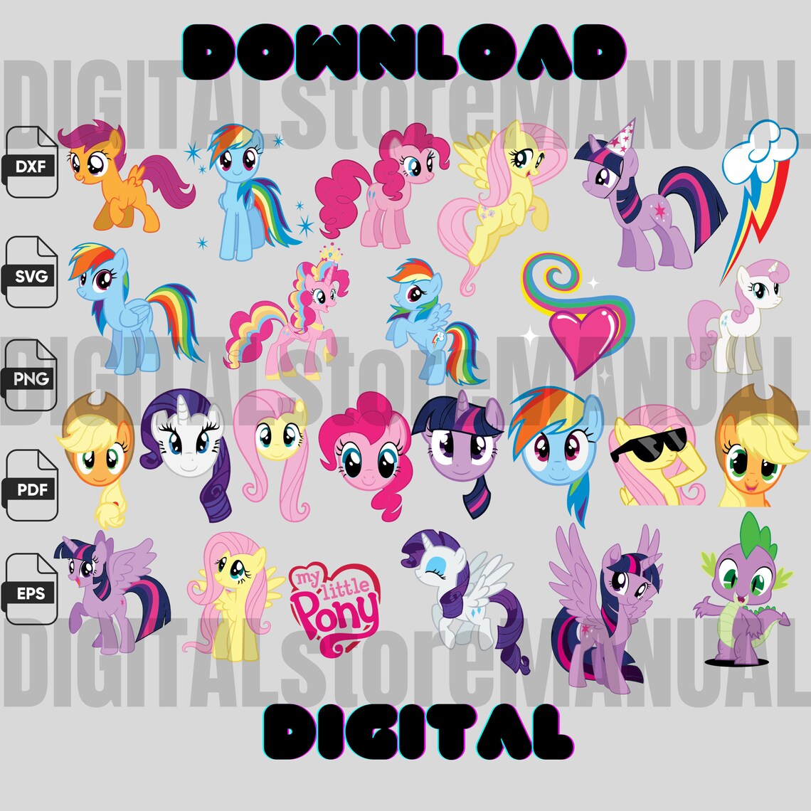 Vectorized Pony Kit in Formats Png, Pdf, Eps, Dxf, Svg, Cricut, Fileart ...