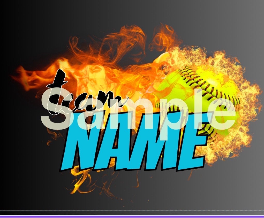 Customizable Png Softball on Fire - Etsy
