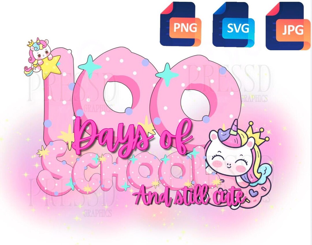 Cute 100 Days of School Digital File - Etsy