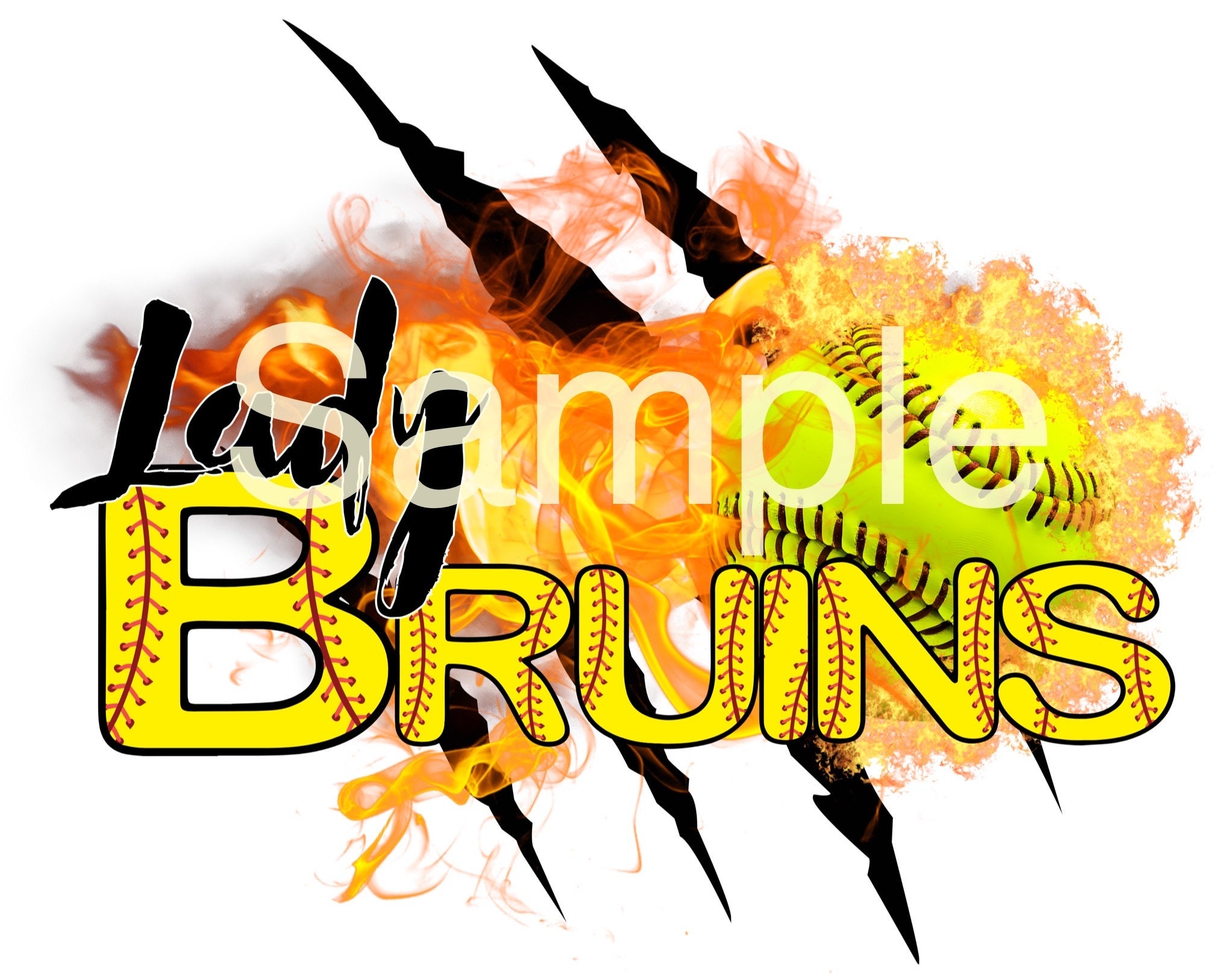 Customizable Png Softball on Fire - Etsy