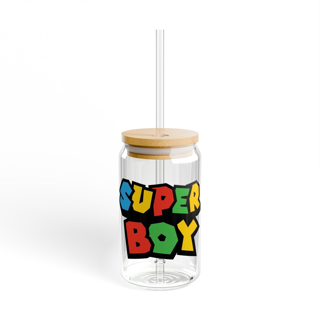 Super Boy Mario N64 Sipper Glass Best Boy Ever Sipper Glass, Fathers ...