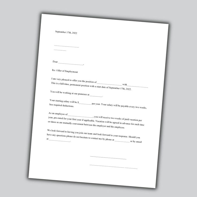 Employee Offer Letter Template | MS Word Editable Format | Formal Job ...