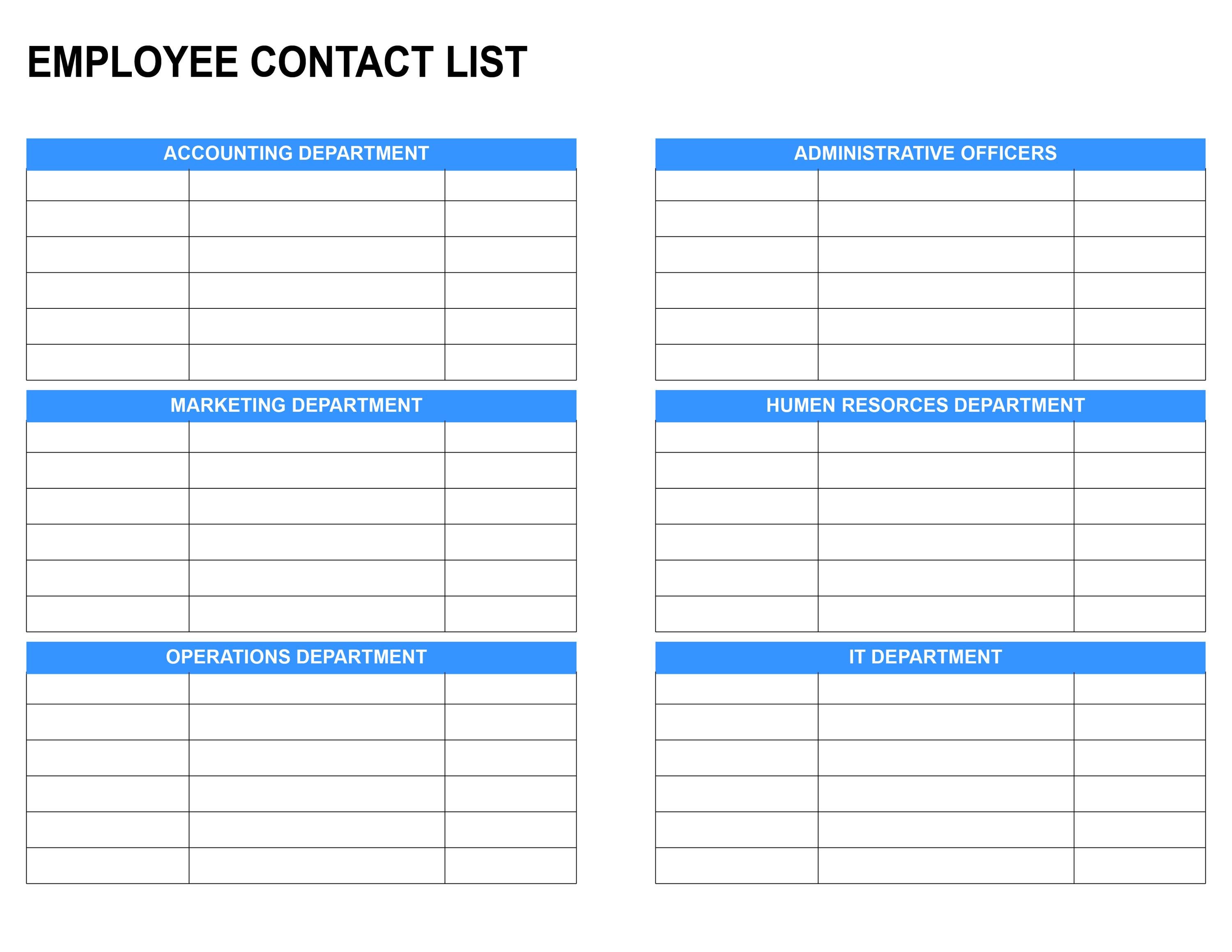 Employee Contact List Template | Editable MS Word Docx & A5 PDF | Staff ...