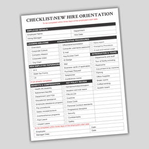 Employee Orientation Checklist PDF | Printable Onboarding Template | HR ...
