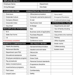 Employee Onboarding Checklist: Printable HR Template (PDF) - Etsy
