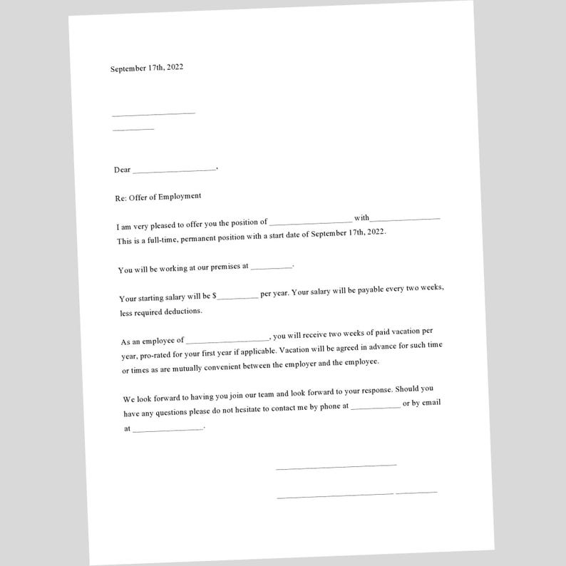 Employee Offer Letter Template | MS Word Editable Format | Formal Job ...