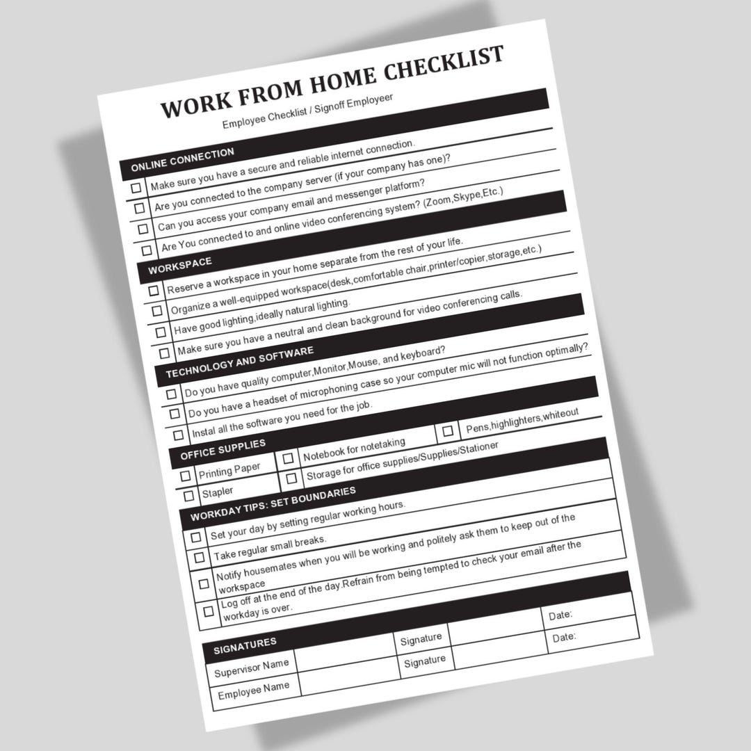 Work From Home Checklist | Remote Work Setup Guide | Editable ...
