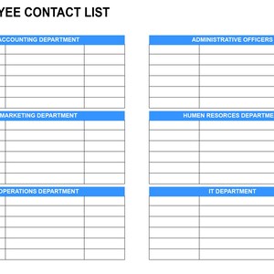 Editable Employee Contact List Template: HR Staff Directory (PDF & Word ...