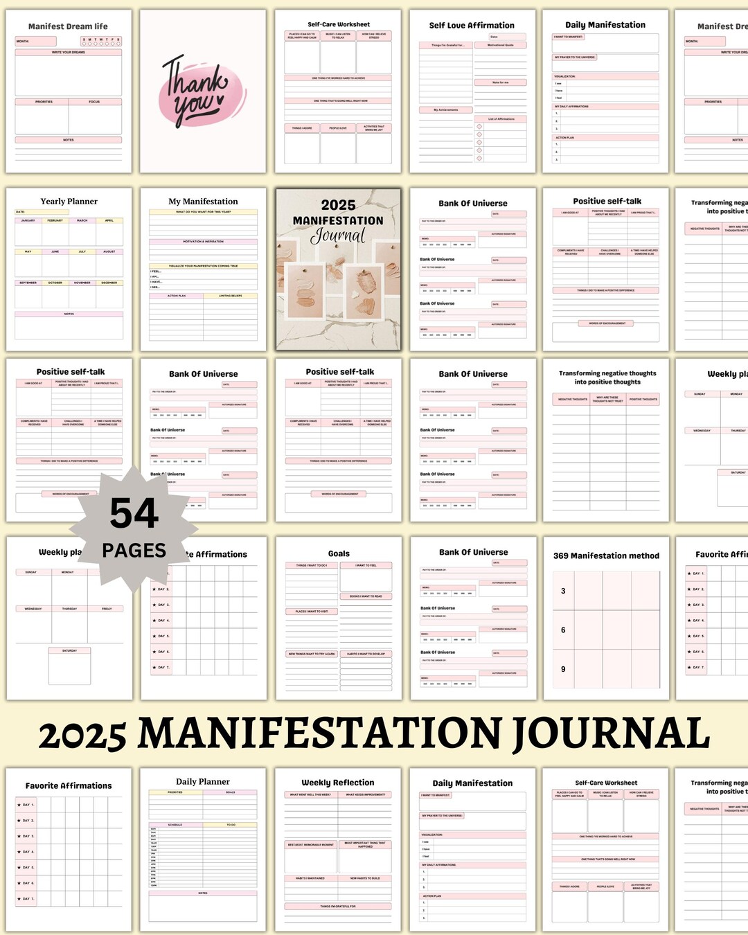 2025 Manifestation Journal | Law of Attraction and Goal Setting Planner ...