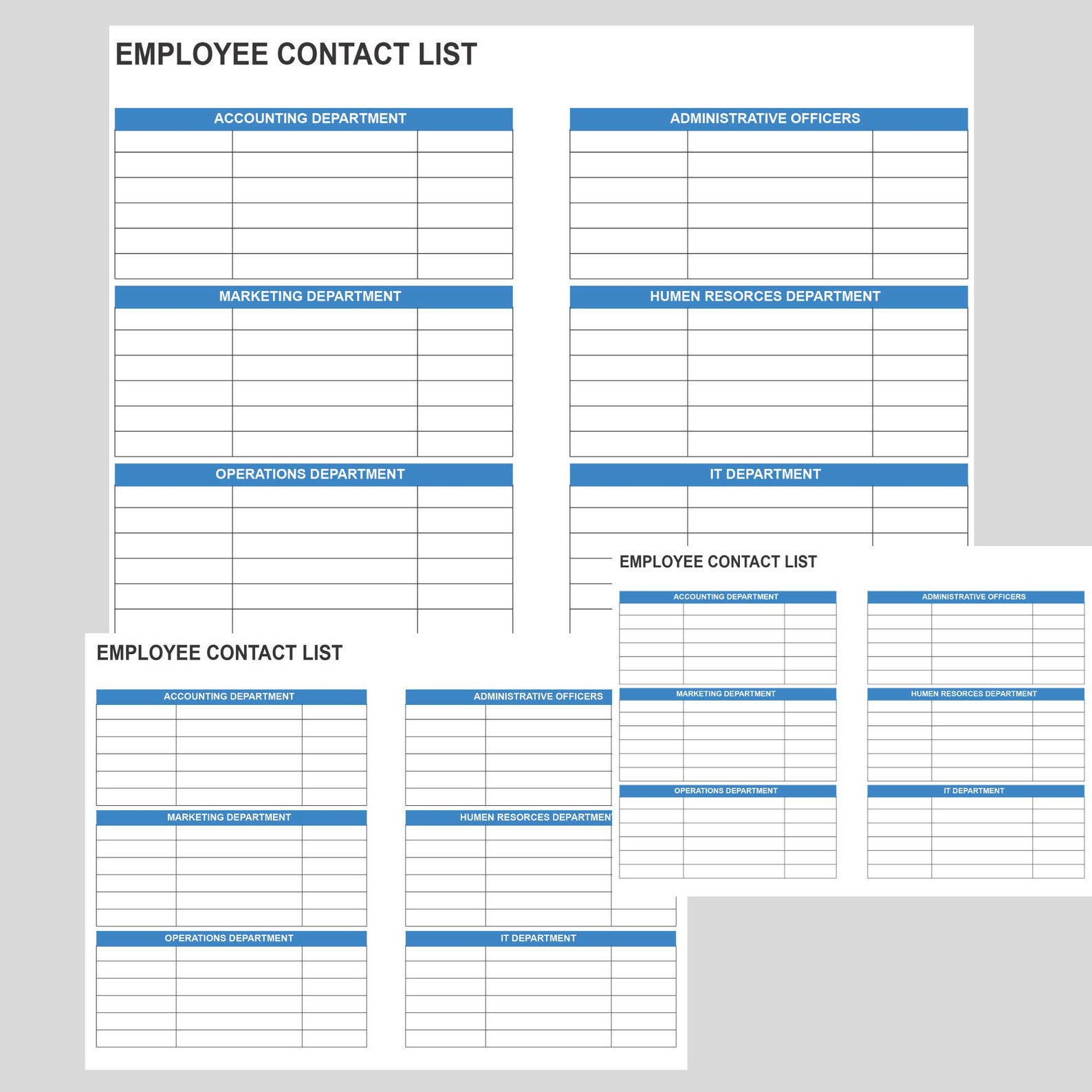 Editable Employee Contact List Template: HR Staff Directory (PDF & Word ...
