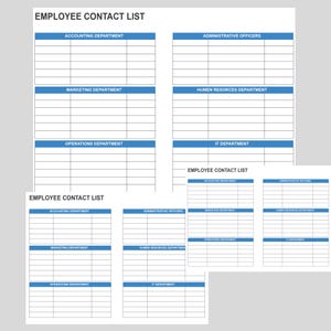 Employee Contact List Template | Editable MS Word Docx & A5 PDF | Staff ...